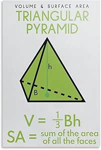 Amazon.com: Triangular Pyramid Volume and Surface Area Formulas Posters ...
