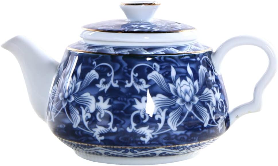 Amazon.com | Angoily Ceramic Tea Pot Blue and White Porcelain Teapot ...