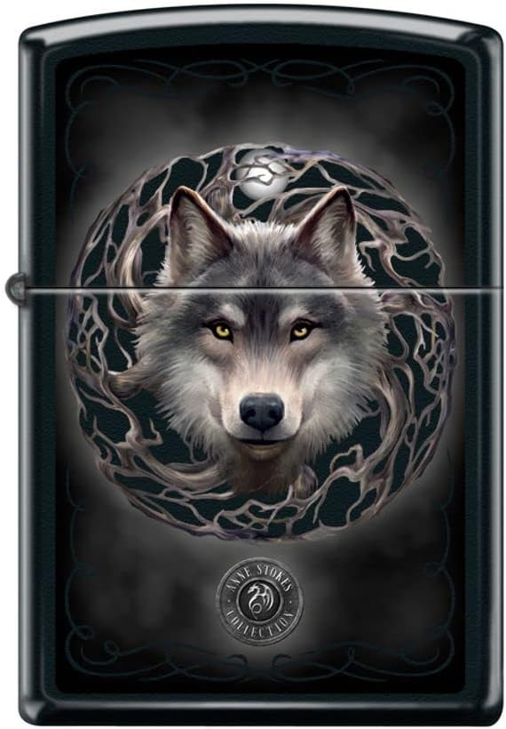 Amazon.com: Zippo "Howling Wolf and Moon" Black Matte Lighter, 0024 ...