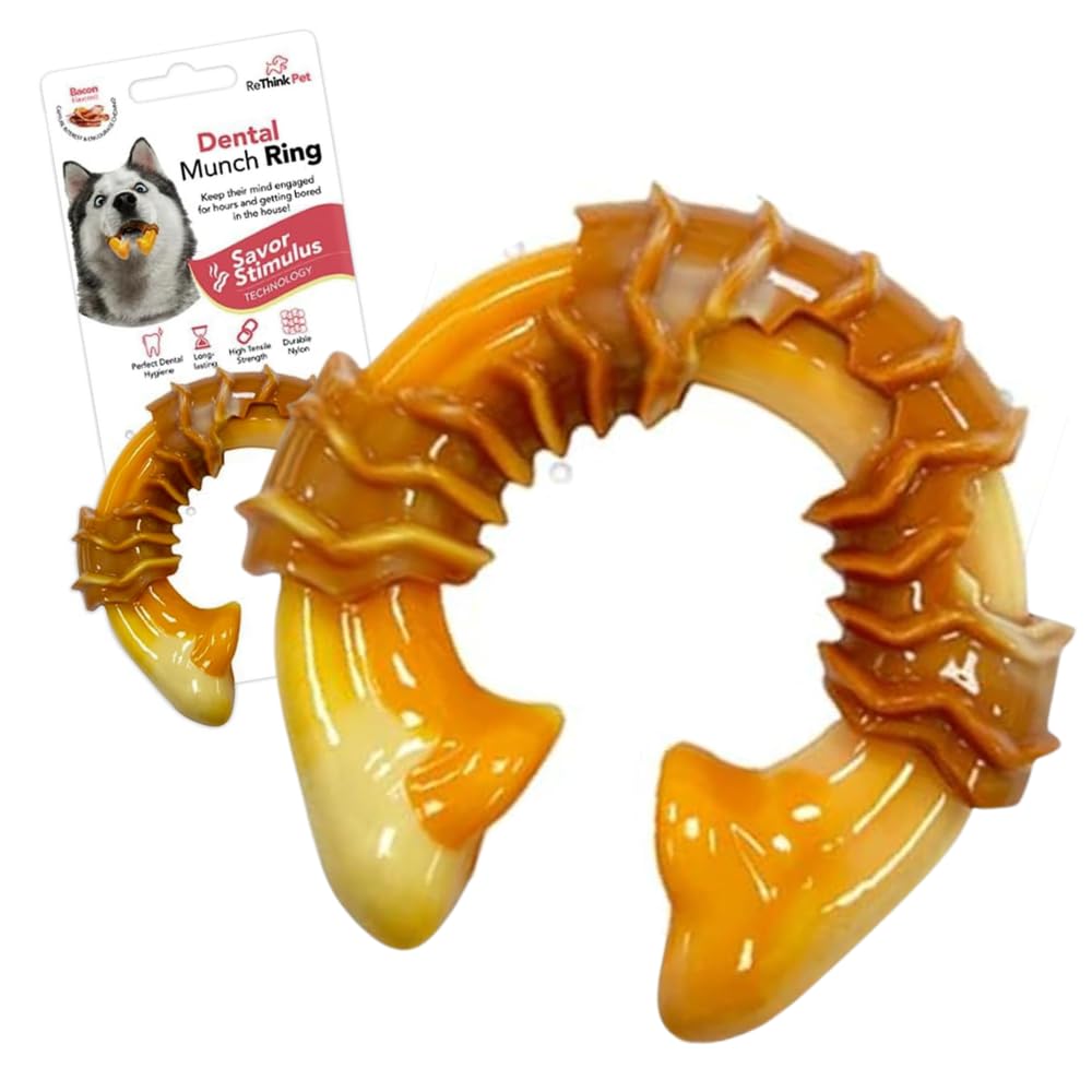 Amazon.com: ReThink Pet Dental Munch Ring Pet Toy, Bacon-Scented Nylon ...