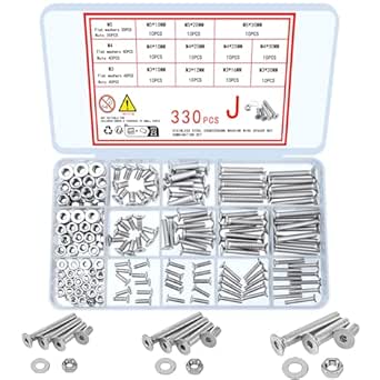 330 Stks Platte Hoofd Inbusschroeven en Moeren en Sluitringen ...