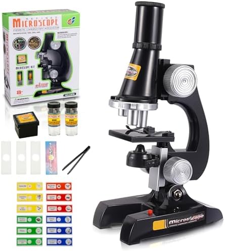 Amazon.com: Science Kits for Kids Beginner Microscope with LED 100X ...