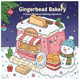 Cute & Cozy Christmas Bakery Coloring Book for Kids & Adults: Sweet ...