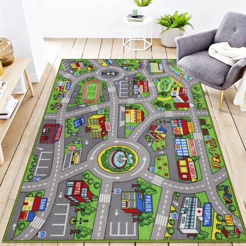 Amazon.com: Kids Rug 3'3" x 5'2" City Life Playmat Area Rug Car City ...
