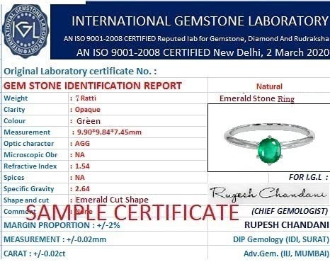 QUARA Gems Natural 5 Ratti Emerald Ring Original Certified Panna Ratan ...