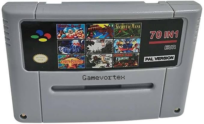 Gamevortex Super Cartridge 70 in 1 Multi Game Cartridge for SNES 16Bit ...