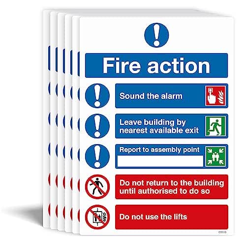 Pack of 12 Fire Action Plan with symbols - Fire Risk Assessment Sigs ...