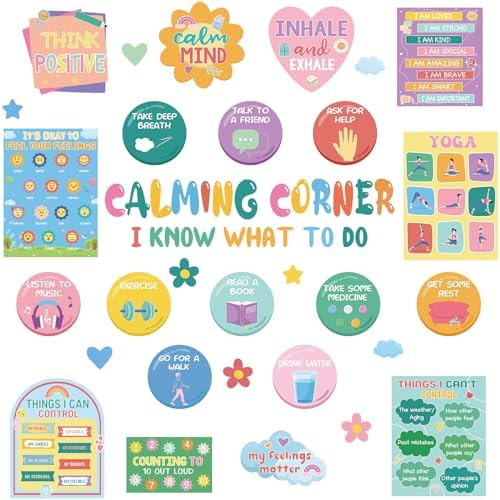 Amazon.com : Pajean 36 Pcs Calming Corner Bulletin Board Decoration ...