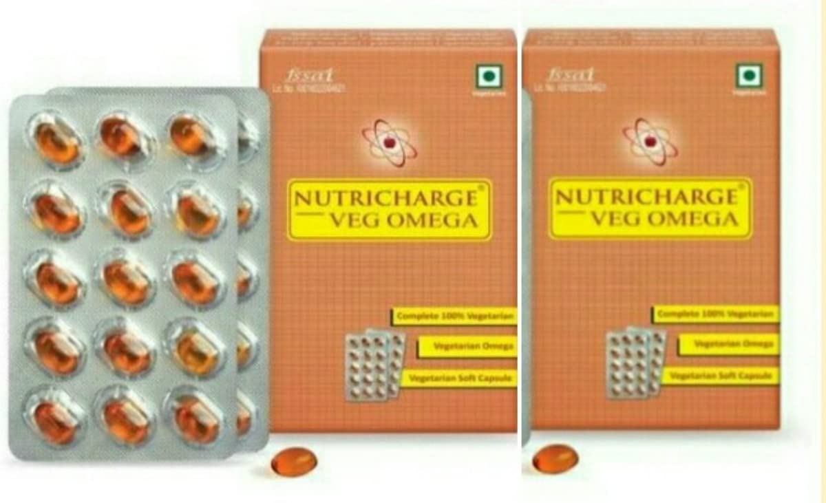 Men's and Women's Nutricharge Veg Omega Health Supplement (2x30 Tablets ...