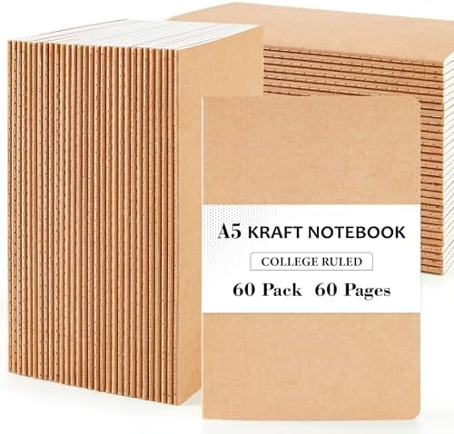 Amazon.com : feela 60 Pack Kraft Notebooks Bulk, Lined Travel Journals ...