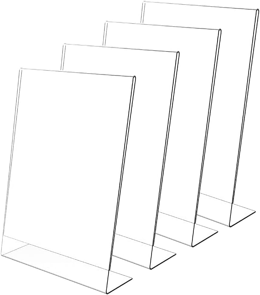 4 Pieces Acrylic Poster, Sign Holder, Display Poster Stand, A5 L Shape ...