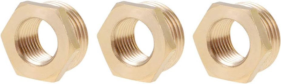 sourcing map Brass Threaded Pipe Fitting G1/2 Male X G1/4 Female Hex ...