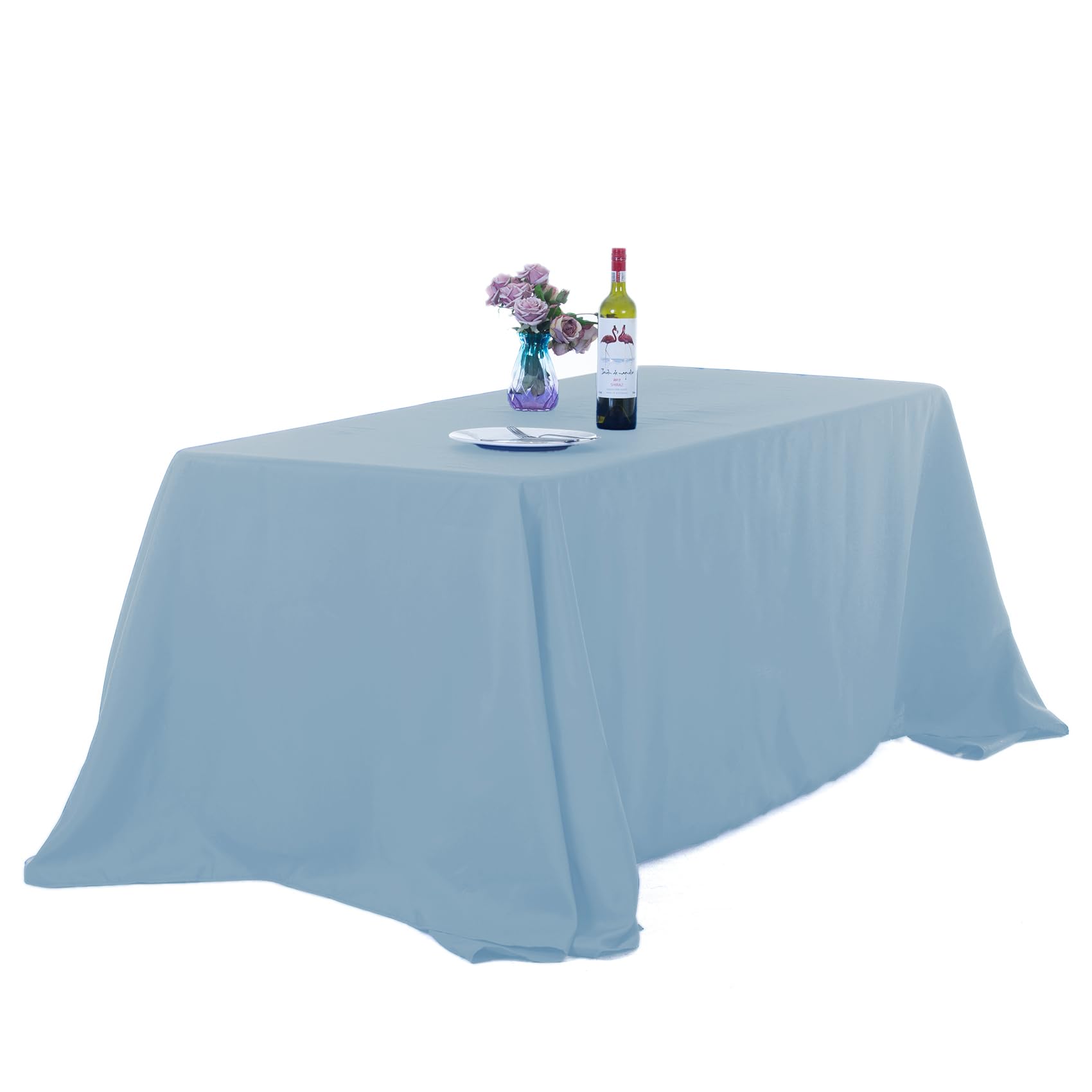 Amazon.com: Ascoza 2pack 90x132 Inch Blue Mist Rectangular Tablecloth 8 Feet Table Cloth in ...
