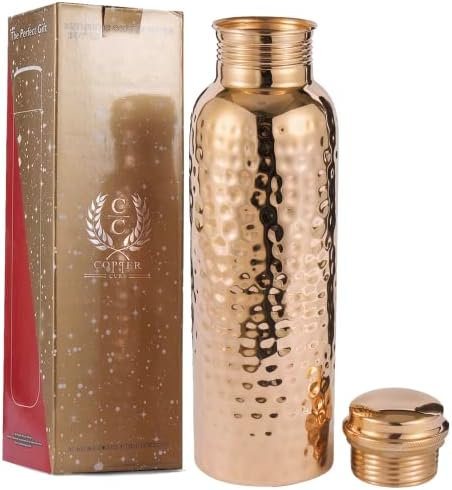 Pure Copper Water Bottle - 100% Solid Handcrafted Copper Hammered ...