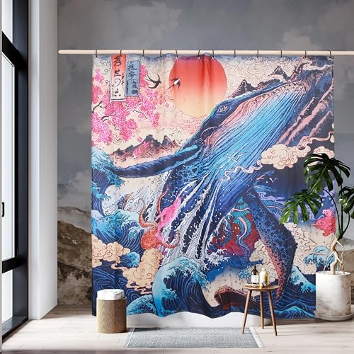 Spanker Space Cool Japanese Art Ukiyoe Sunrise Asian The Grave Waves Fly Whale Ocean Unique ...