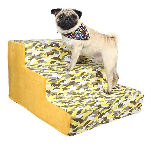 Douge Couture Dog/Cat Stairs/Ladder3 Steps Ramp Ladder Yellow Army ...