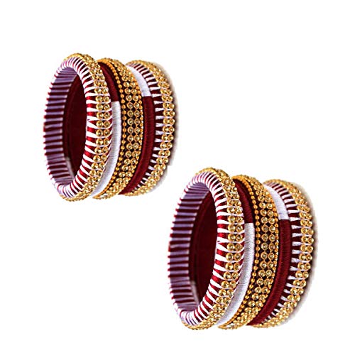 Buy fascinar WINE COLOUR SILK STHRED BANGLES FOR GILRS AND WOMEN (WINE ...