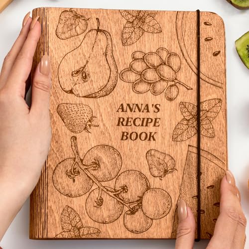 ENJOY THE WOOD Personalized Recipe Book Binder - Wooden Blank Family ...