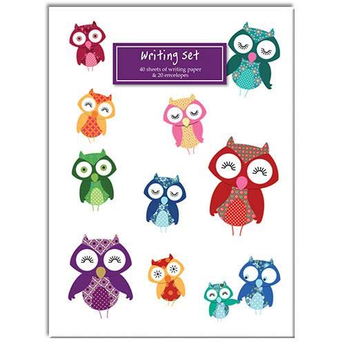 Stylish Writing Set Owls Design, Illustrated Writing Paper & Envelopes ...