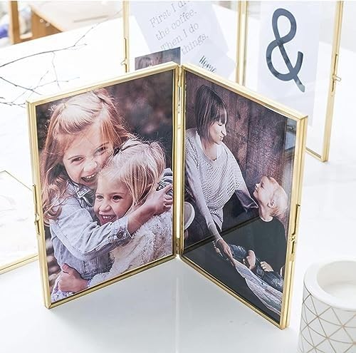 IAC Crafteriaaa Double Glass Folding Photo Frame Vintage (Brass Metal ...