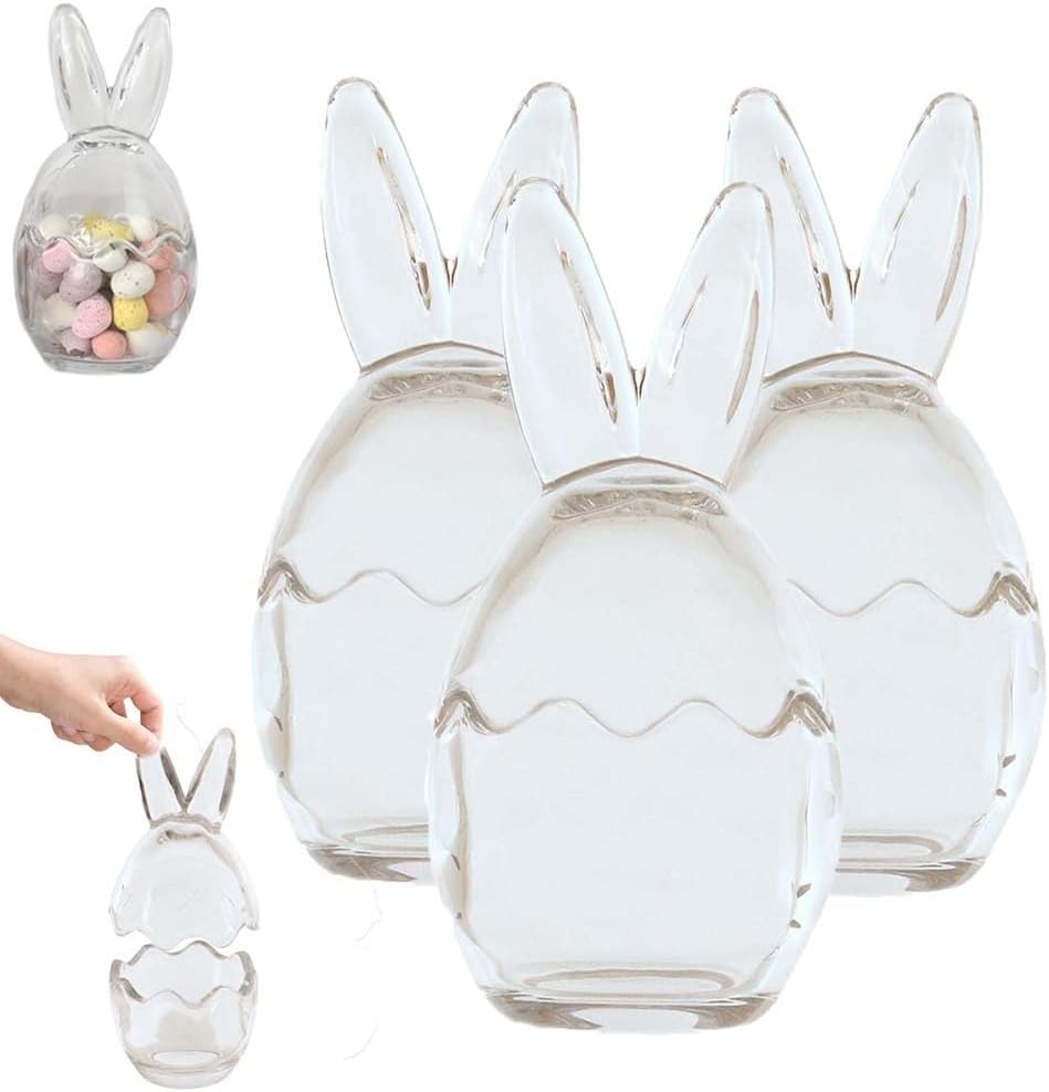 Amazon.com: Mini Egg Jar, Easter Bunny Ears Glass Storage Jars, Glass ...