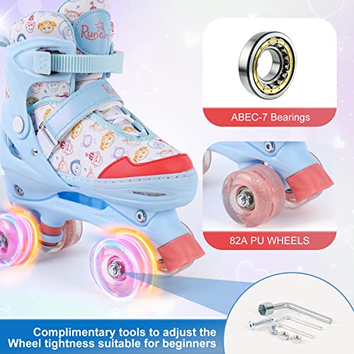 Runcinds Adjustable 4 Size Kids Roller Skates for Girls, Toddlers ...