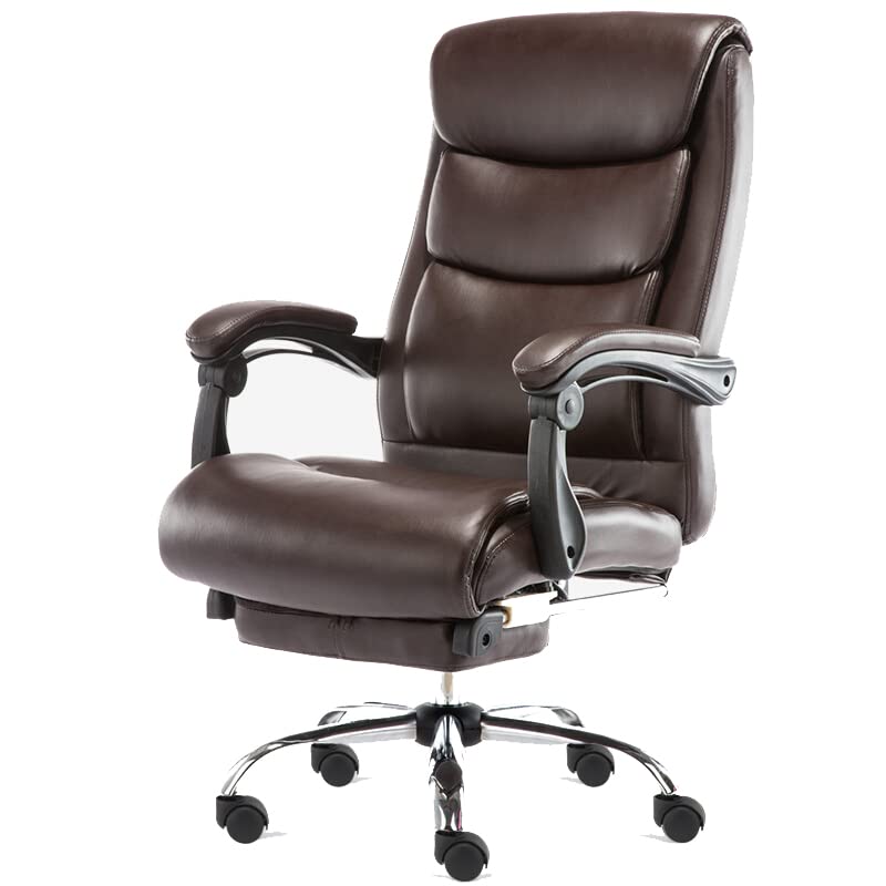 Silla de ordenador ergonómica de piel marron - ¡Elegante!