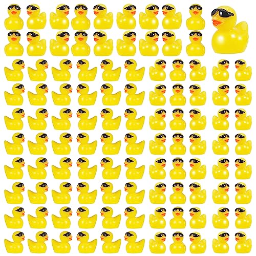 Heyu-Lotus 150 Pcs Mini Resin Ducks with Sunglasses,Yellow Realistic ...