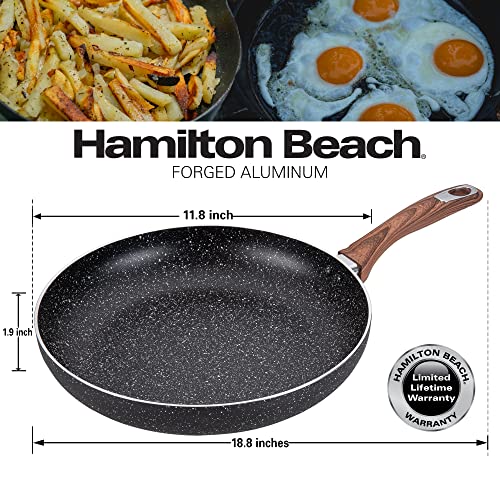 Hamilton Beach Fry Pan Aluminum 12-Inch, Nonstick with Marble Coating ...