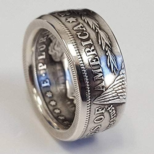 Morgan Silver Dollar Coin Design Ring, American Coin Rings For Men and ...