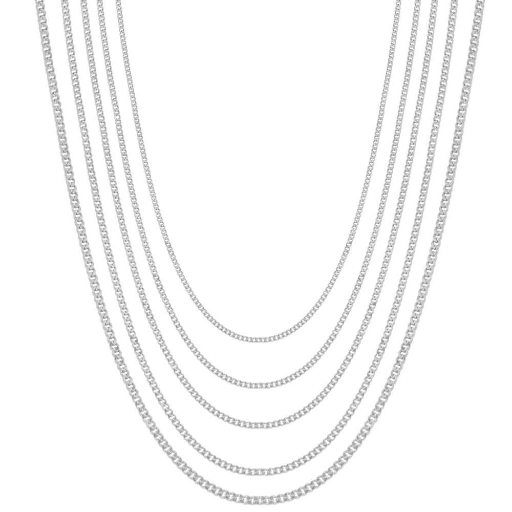 Floreo 14k White Gold (1mm - 2.8mm) Solid Gourmette Chain Necklace | eBay