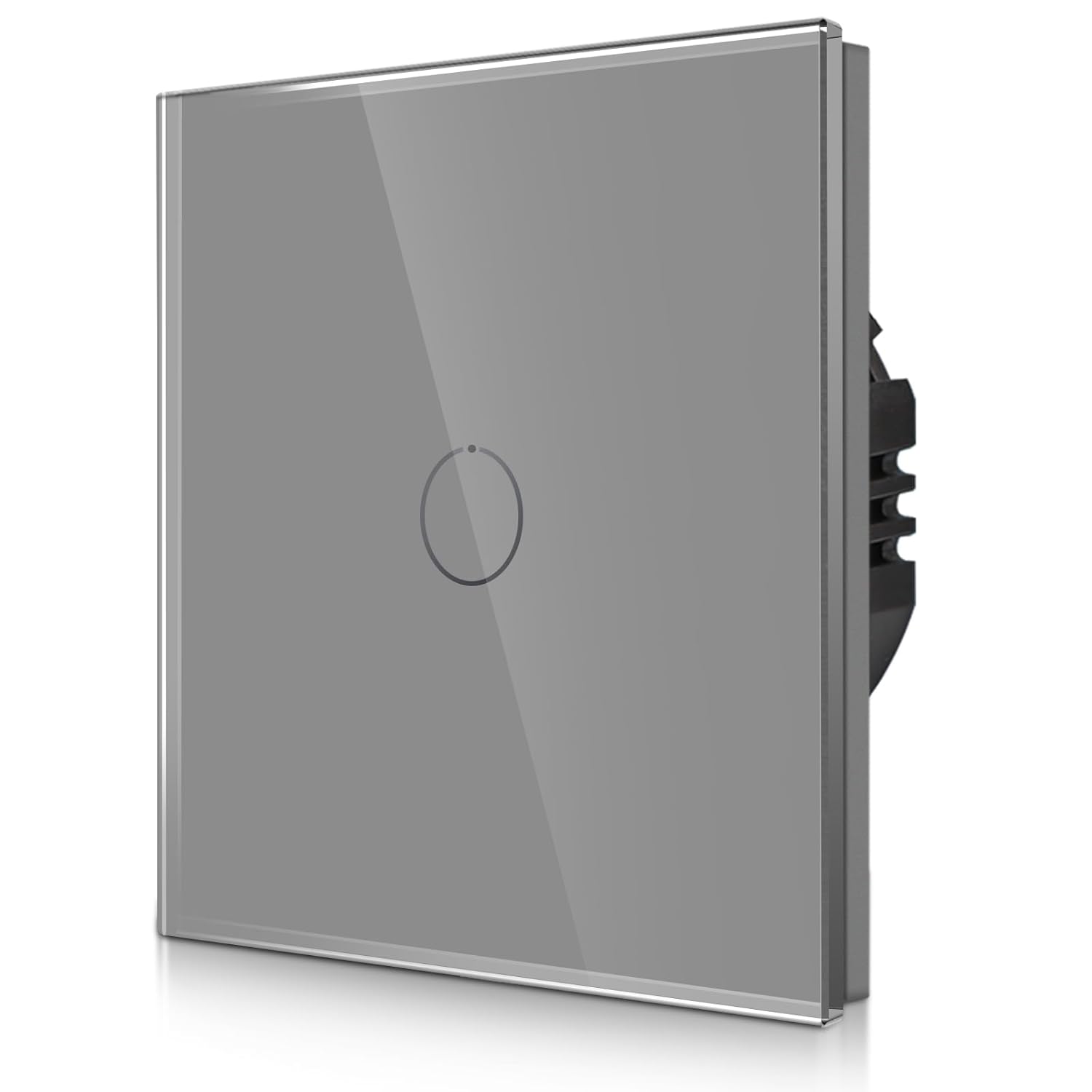 CNBINGO 1-Way Touch Light Switch - Grey Wall Switch with Glass Panel ...