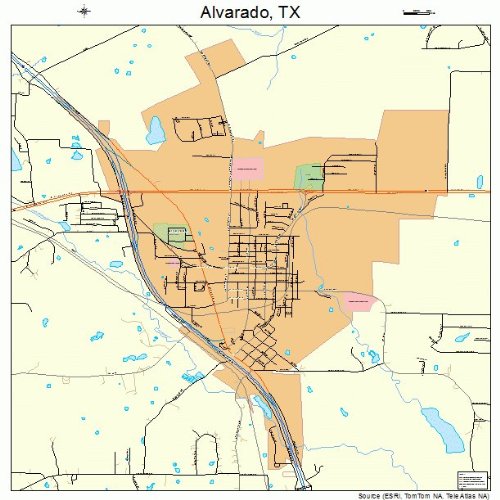 Large Street & Road Map of Alvarado, Texas TX - Printed poster size ...