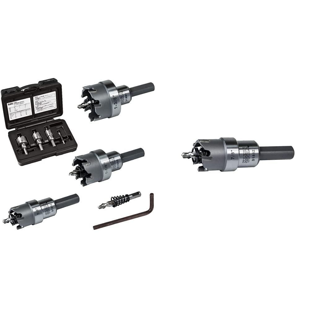 Klein Tools Heavy Duty Hole Cutter Kit, 4-Piece & 7/8-Inch Carbide Hole ...