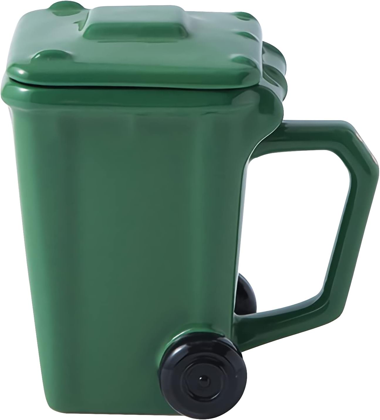 Ceramic 3D Trash Can Shaped Mug With Handle and Wheel - Recycling Bin ...
