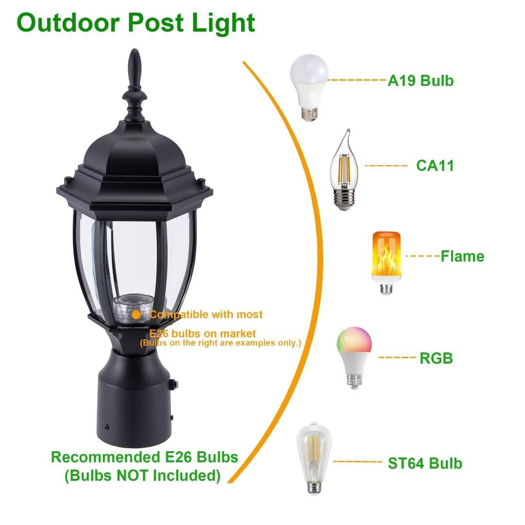 Snapklik.com : LIT-PaTH Dusk To Dawn Outdoor Post Lighting Fixture Pole ...