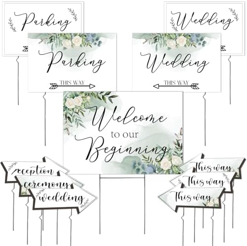 Amazon.com : Fayavoo 11Pcs Wedding Direction Arrow Signs, Welcome to ...