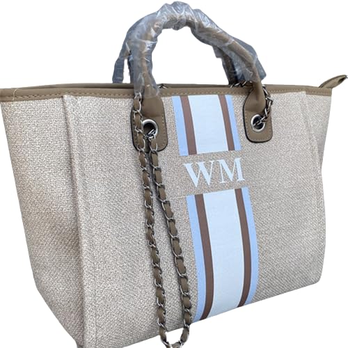 Amazon.com: Personalised Monogram Canvas Tote Bag| Initial Bag ...