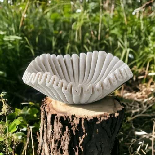 Amazon.com: HandCrafted Marble Ruffle Bowl/Antique Scallop Bowl/Fruit ...