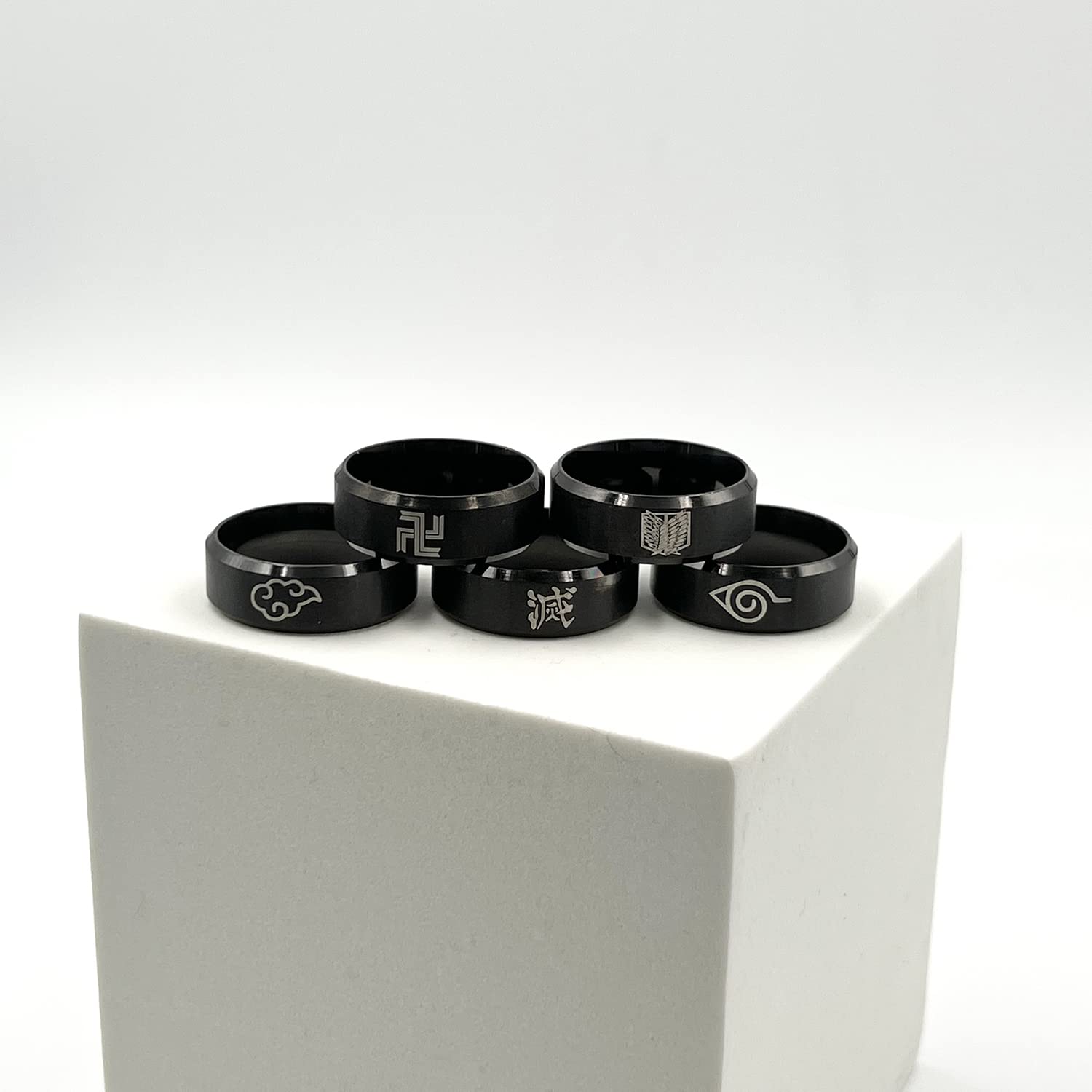 Stainless Steel Anime Rings for Men,Anime Akatsuki Naruto Demon Slayer ...