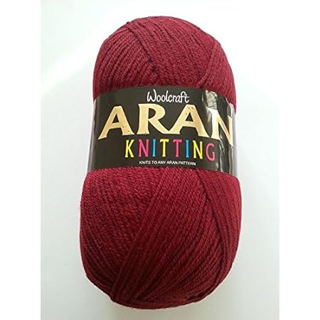 Woolcraft Aran Knitting Yarn 400g with Wool 841 Burgundy : Amazon.co.uk ...