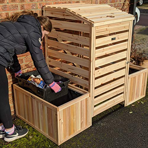 BinGarden Single Wheelie Bin Store with Bi-Fold Roof and matching ...