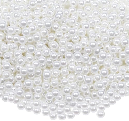 Perle Bianche, 1450 Pezzi Perle Artificiali Rotonde, Perline Decorative ...