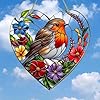 8x8" Large Heart - Shaped Robin Bird Suncatcher Garden Sun Catchers ...