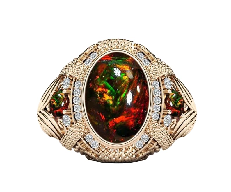 Amazon.com: Black Opal Wedding Signet Ring For Men 18K Gold Black Opal ...
