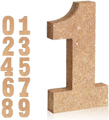 Amazon.com: TONIFUL 8 Inch Champagne Gold Glitter Number 1 Table ...