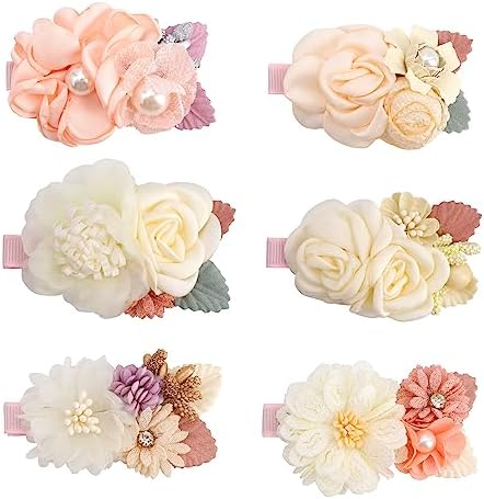 Amazon.com: 6Pcs Flower Clips Set Hair Accessory for Girls, Floral Hair ...