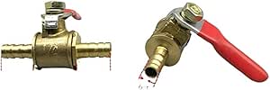 Amazon.co.jp: Red Handle Valve 6mm-12mm Hose Barb Inline Brass Water ...