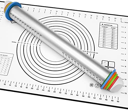 Teigroller Edelstahl,DMOPRDNB Dicke-Verstellbares Nudelholz und ...
