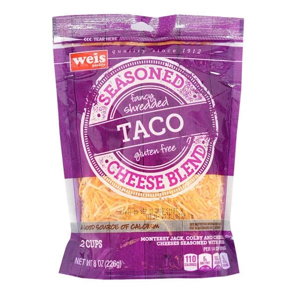 Amazon.com: Weis Quality, Cheese Seasoned Taco Blend Shredded, 8 Ounce ...